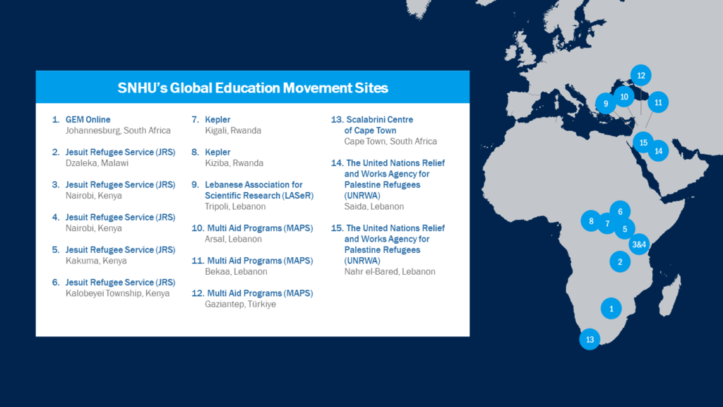 Locations and Partners - Global Education Movement (GEM) at SNHU